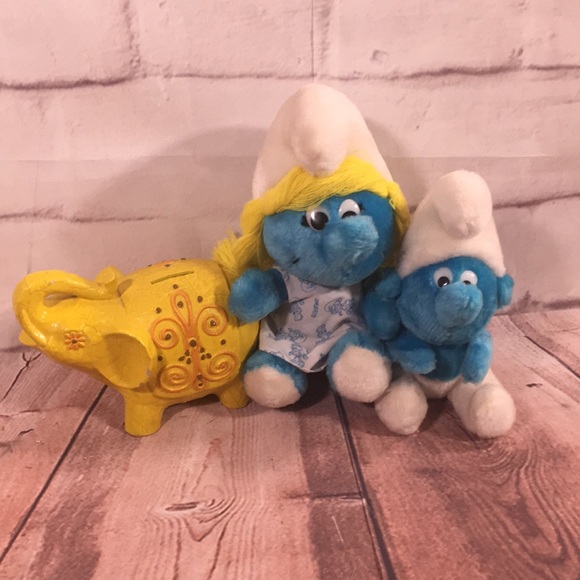 Peyo | Toys | Vintage 98 Smurfette And Wallace Plush Toy | Poshmark